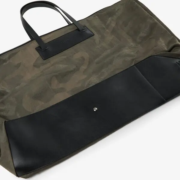 Fendi Duffle Gray Green Patchwork Nylon Duffle Bag